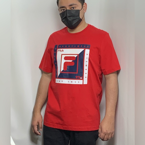 Fila | Shirts | Mens Fila Red Navy White Signature Tee Shirt | Poshmark